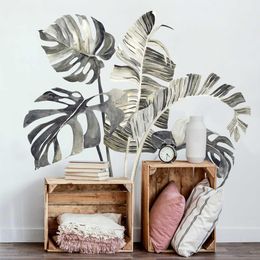Wandtattoo Bl&auml;tter Tropical Aquarell Dschungelbl&auml;tter Set XXL Wandsticker Botanik Wandaufkleber Bl&auml;tter in XXL