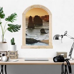 3D Wandtattoo Steinbogen Die zw&ouml;lf Apostel von Australien Wandsticker Aussicht 3D-Optik Wandaufkleber Bogen Ausblick in S-XXL 3D-Effekt