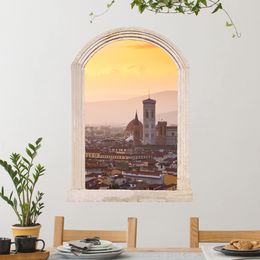 3D Wandtattoo Steinbogen Florenz Wandsticker Aussicht 3D-Optik Wandaufkleber Bogen Ausblick in S-XXL 3D-Effekt