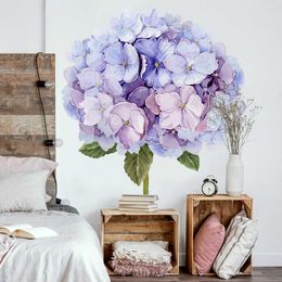 Wandtattoo Blumen Pfingstrosen Rosen XXL Bl&uuml;ten Hortensie, blaue Aquarell Wandsticker floral, Wandaufkleber Vintage Shabby M&auml;dchenzimmer Schlafzimmer