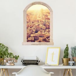 3D Wandtattoo Steinbogen Fiery Siena Wandsticker Aussicht 3D-Optik Wandaufkleber Bogen Ausblick in S-XXL 3D-Effekt