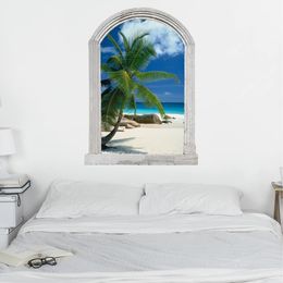 3D Wandtattoo Steinbogen Traumstrand Wandsticker Aussicht Strand 3D-Optik Wandaufkleber Bogen Ausblick in S-XXL 3D-Effekt