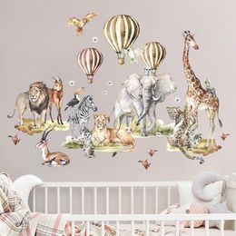 Wandtattoo - Aquarell Savannen Tiere - Wald modern selbstklebend bunt Ballon Kinderzimmer Baby M&auml;dchen Jungen