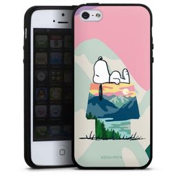 DeinDesign iPhone SE (2016-2019) Handy Silikon H&uuml;lle Case schwarz Handyh&uuml;lle Official Licensed Product Snoopy Peanuts