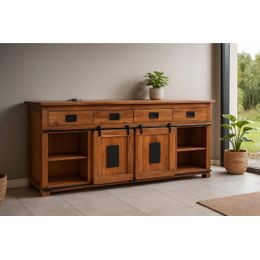 Sideboard Akazienholz massiv nussbaum Kommode 200 x 90 x 45 cm LIBRO