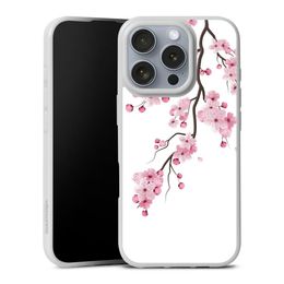 DeinDesign iPhone 16 Pro Handy Silikon H&uuml;lle Case wei&szlig; Handyh&uuml;lle Aisa Japan Cherry Blossom Silikon Case