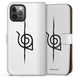 DeinDesign iPhone 12 Pro Max Handy Klapph&uuml;lle Handyh&uuml;lle aus Kunst Leder wei&szlig; Flip Case Konoha Sasuke Naruto Shippuden Sideflip mit Lasche