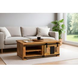 Couchtisch Mangoholz massiv bunt Sofatisch 110 x 45 x 70 cm LIBRO
