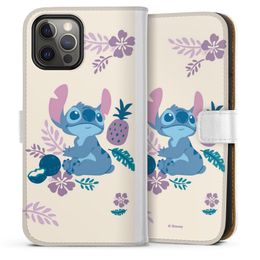 DeinDesign iPhone 12 Pro Max Handy Klapph&uuml;lle Handyh&uuml;lle aus Kunst Leder wei&szlig; Flip Case Flowers Lilo & Stitch Official Licensed Product Sideflip mit Lasche