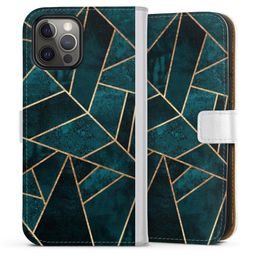 DeinDesign iPhone 12 Pro Max Handy Klapph&uuml;lle Handyh&uuml;lle aus Kunst Leder wei&szlig; Flip Case Elisabeth Fredriksson Gold & Copper Stone Sideflip mit Lasche