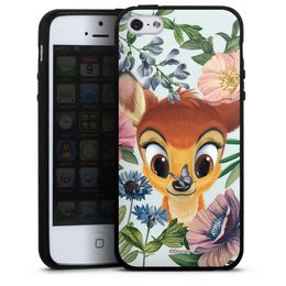 DeinDesign iPhone SE (2016-2019) Handy Silikon H&uuml;lle Case schwarz Handyh&uuml;lle Flowers Disney Bambi
