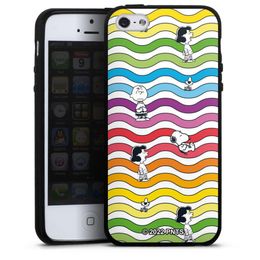 DeinDesign iPhone SE (2016-2019) Handy Silikon H&uuml;lle Case schwarz Handyh&uuml;lle Snoopy Peanuts Muster