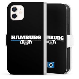 DeinDesign iPhone 12 mini Handy Klapph&uuml;lle Handyh&uuml;lle aus Kunst Leder wei&szlig; Flip Case Hamburg Official Licensed Product Hsv Sideflip mit Lasche