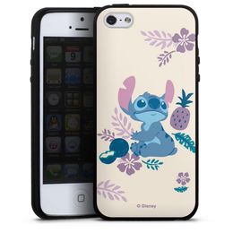 DeinDesign iPhone SE (2016-2019) Handy Silikon H&uuml;lle Case schwarz Handyh&uuml;lle Flowers Official Licensed Product Lilo & Stitch