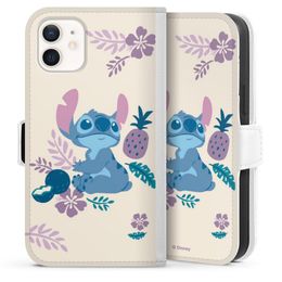 DeinDesign iPhone 12 mini Handy Klapph&uuml;lle Handyh&uuml;lle aus Kunst Leder wei&szlig; Flip Case Flowers Lilo & Stitch Official Licensed Product Sideflip mit Lasche