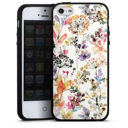 DeinDesign iPhone SE (2016-2019) Handy Silikon H&uuml;lle Case schwarz Handyh&uuml;lle Pastel Flower Muster