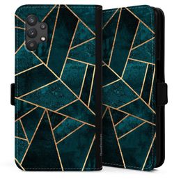 DeinDesign Galaxy A32 5G Handy Klapph&uuml;lle Handyh&uuml;lle aus Kunst Leder schwarz Flip Case Elisabeth Fredriksson Stone Gold & Copper Sideflip mit langer Lasche