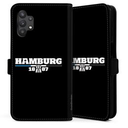 DeinDesign Galaxy A32 5G Handy Klapph&uuml;lle Handyh&uuml;lle aus Kunst Leder schwarz Flip Case Official Licensed Product Hamburg Hsv Sideflip mit langer Lasche