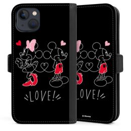 DeinDesign iPhone 13 Handy Klapph&uuml;lle Handyh&uuml;lle aus Kunst Leder schwarz Flip Case Disney Love Sideflip mit Lasche
