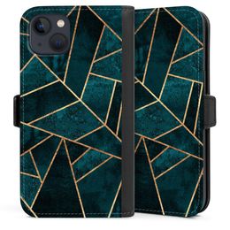 DeinDesign iPhone 13 Handy Klapph&uuml;lle Handyh&uuml;lle aus Kunst Leder schwarz Flip Case Stone Elisabeth Fredriksson Gold & Copper Sideflip mit Lasche