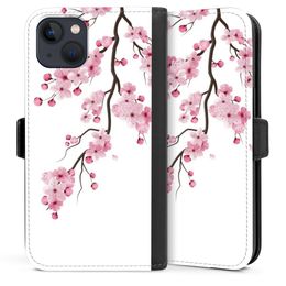 DeinDesign iPhone 13 Handy Klapph&uuml;lle Handyh&uuml;lle aus Kunst Leder schwarz Flip Case Aisa Japan Cherry Blossom Sideflip mit Lasche