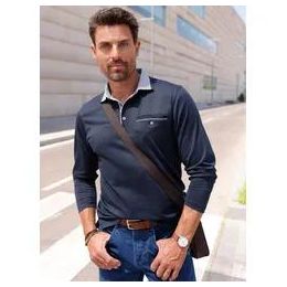 Langarmshirt Hajo "Langarm-Shirt", Herren, Gr. 44/46, blau (marine), 62% Baumwolle, 38% Polyester, unifarben, ohne Ausschnitt, Shirts Langarmshirt