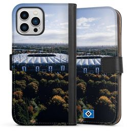 DeinDesign iPhone 13 Pro Max Handy Klapph&uuml;lle Handyh&uuml;lle aus Kunst Leder schwarz Flip Case Hsv Hamburger Sv Stadium Sideflip mit langer Lasche