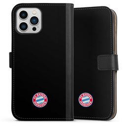 DeinDesign iPhone 13 Pro Max Handy Klapph&uuml;lle Handyh&uuml;lle aus Kunst Leder schwarz Flip Case Fcb Fc Bayern M&uuml;nchen Logo Sideflip mit langer Lasche