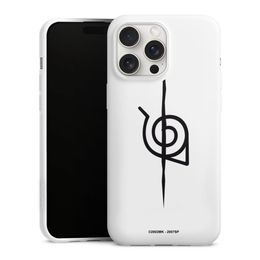DeinDesign iPhone 15 Pro Max Handy Silikon H&uuml;lle Case wei&szlig; Handyh&uuml;lle Konoha Sasuke Naruto Shippuden Silikon Case