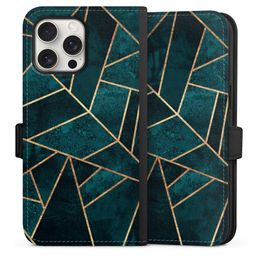 DeinDesign iPhone 15 Pro Max Handy Klapph&uuml;lle Handyh&uuml;lle aus Kunst Leder schwarz Flip Case Stone Elisabeth Fredriksson Gold & Copper Sideflip mit Lasche