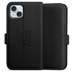 DeinDesign iPhone 15 Handy Klapph&uuml;lle Handyh&uuml;lle aus Kunst Leder schwarz Flip Case Konoha Sasuke Naruto Shippuden Sideflip mit Lasche