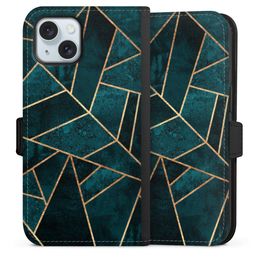 DeinDesign iPhone 15 Handy Klapph&uuml;lle Handyh&uuml;lle aus Kunst Leder schwarz Flip Case Stone Elisabeth Fredriksson Gold & Copper Sideflip mit Lasche