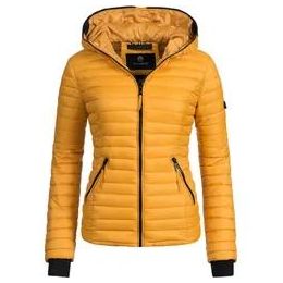 Steppjacke Navahoo "Kimuk", Damen, Gr. XXL, gelb, Obermaterial: 100% Nylon. Futter: 100% Polyester. Wattierung: 100% Polyester. &Auml;rmelfutter: 100% Polyester, figurbetont h&uuml;ftlang, &Auml;rmel ohne &Auml;rmelschlitz Rippstrickb&uuml;ndchen kontrastfarben, Jacken Steppjacke, leichte &Uuml;bergangsjacke mit Kapuze