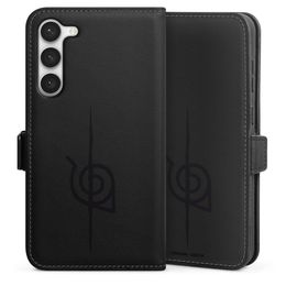 DeinDesign Galaxy S23+ Handy Klapph&uuml;lle Handyh&uuml;lle aus Kunst Leder schwarz Flip Case Konoha Sasuke Naruto Shippuden Sideflip mit Lasche