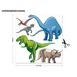 Wandtattoo Kinderzimmer Junge Dinos bunt Set Dino Jungenzimmer Wandsticker Dinosaurier Wandaufkleber in S-XXL