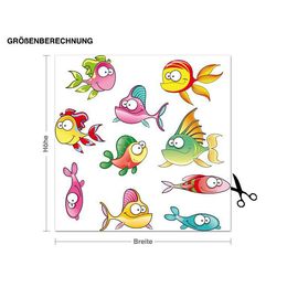 Wandtattoo Bad Kinder Fischis 2 Baby, Junge & M&auml;dchen Wandsticker Tiere Fische Unterwasserwelt Badezimmer Wandaufkleber in S-XXL