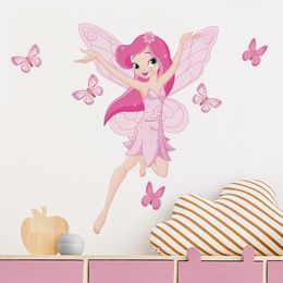 Wandtattoo Kinderzimmer M&auml;dchen Fee mit Schmetterlingen Elfe Wandsticker M&auml;dchenzimmer Baby Wandaufkleber in S-XXL