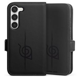 DeinDesign Galaxy S23 Handy Klapph&uuml;lle Handyh&uuml;lle aus Kunst Leder schwarz Flip Case Konoha Sasuke Naruto Shippuden Sideflip mit Lasche