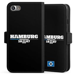 DeinDesign iPhone SE (2022) Handy Klapph&uuml;lle Handyh&uuml;lle aus Kunst Leder schwarz Flip Case Hsv Official Licensed Product Hamburg Sideflip mit Lasche