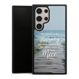 DeinDesign Galaxy S24 Ultra Handy Gallery Case Handyh&uuml;lle 9H Geh&auml;rtetes Glas R&uuml;ckseite H&uuml;lle Spruch Beach Statement Gallery Case