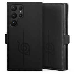 DeinDesign Galaxy S23 Ultra Handy Klapph&uuml;lle Handyh&uuml;lle aus Kunst Leder schwarz Flip Case Konoha Sasuke Naruto Shippuden Sideflip mit Lasche