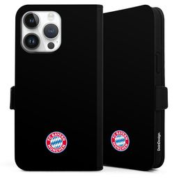 DeinDesign iPhone 14 Pro Max Handy Klapph&uuml;lle Handyh&uuml;lle aus Kunst Leder schwarz Flip Case Fcb Fc Bayern M&uuml;nchen Logo Sideflip mit Lasche