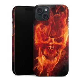 DeinDesign iPhone 15 Plus Handy Premium Case Smartphone Handyh&uuml;lle Schutzh&uuml;lle matt Totenkopf Skull Fire Premium Case