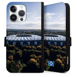 DeinDesign iPhone 14 Pro Max Handy Klapph&uuml;lle Handyh&uuml;lle aus Kunst Leder schwarz Flip Case Hsv Hamburger Sv Stadium Sideflip mit Lasche