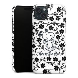 DeinDesign iPhone 15 Plus Handy Premium Case Smartphone Handyh&uuml;lle Schutzh&uuml;lle matt Peanuts Flowers Snoopy Premium Case