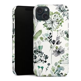 DeinDesign iPhone 15 Plus Handy Premium Case Smartphone Handyh&uuml;lle Schutzh&uuml;lle matt Flowers Water Colour Eukalyptus Premium Case