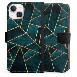 DeinDesign iPhone 14 Handy Klapph&uuml;lle Handyh&uuml;lle aus Kunst Leder schwarz Flip Case Stone Elisabeth Fredriksson Gold & Copper Sideflip mit Lasche