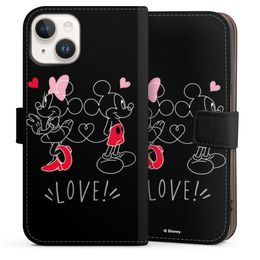 DeinDesign iPhone 14 Handy Klapph&uuml;lle Handyh&uuml;lle aus Kunst Leder schwarz Flip Case Disney Love Sideflip mit Lasche