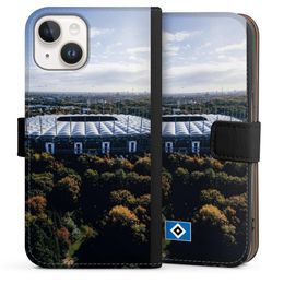 DeinDesign iPhone 14 Handy Klapph&uuml;lle Handyh&uuml;lle aus Kunst Leder schwarz Flip Case Hsv Hamburger Sv Stadium Sideflip mit Lasche
