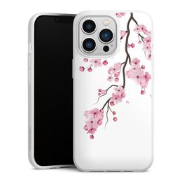 DeinDesign iPhone 13 Pro Handy Silikon H&uuml;lle Case wei&szlig; Handyh&uuml;lle Aisa Japan Cherry Blossom Silikon Case